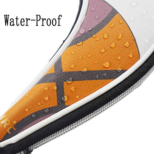 HELLO NRC Golf Iron Cover, 9 Pieces Leather Golf Club Head Cover, Colorful Digital Embroidery