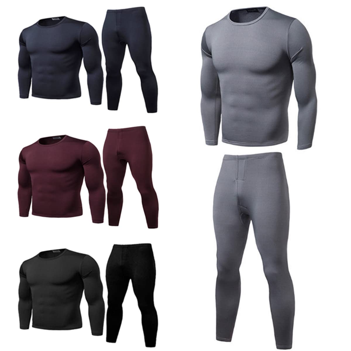 Men's Thermal Underwear Set Ultra Soft Warm Base Layer Long Johns Top and Bottom Set with Fleece Lined (Black,X-Large)