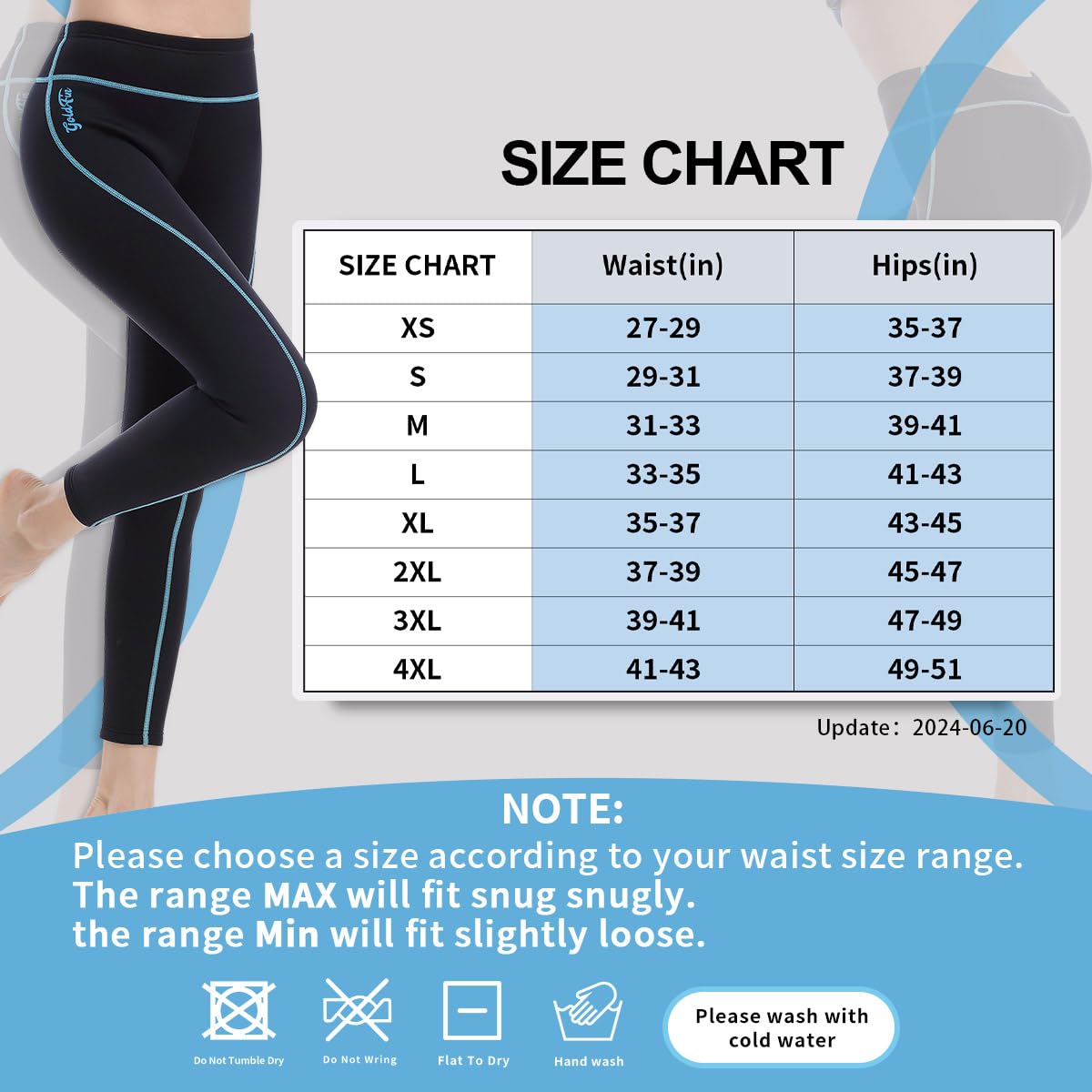 GoldFin Womens Wetsuit Pants, 2mm Neoprene Pants Keep Warm for Diving Swimming Surfing Kayaking Boating (Blue, M)