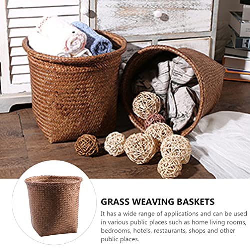 SAFIGLE s Small Trash Can Wastebasket Trash Container Woven Waste Basket Trash Bin for Home, Office, Bathroom, Kitchen, Dorms, Under Desk, 26/28/33CM Tiny Trash Can Desk Accessories