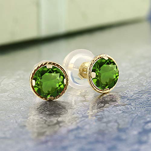 Gem Stone King 14K Yellow Gold Round Gemstone Birthstone Earrings | Round 4MM | Gold Stud Earrings For Women