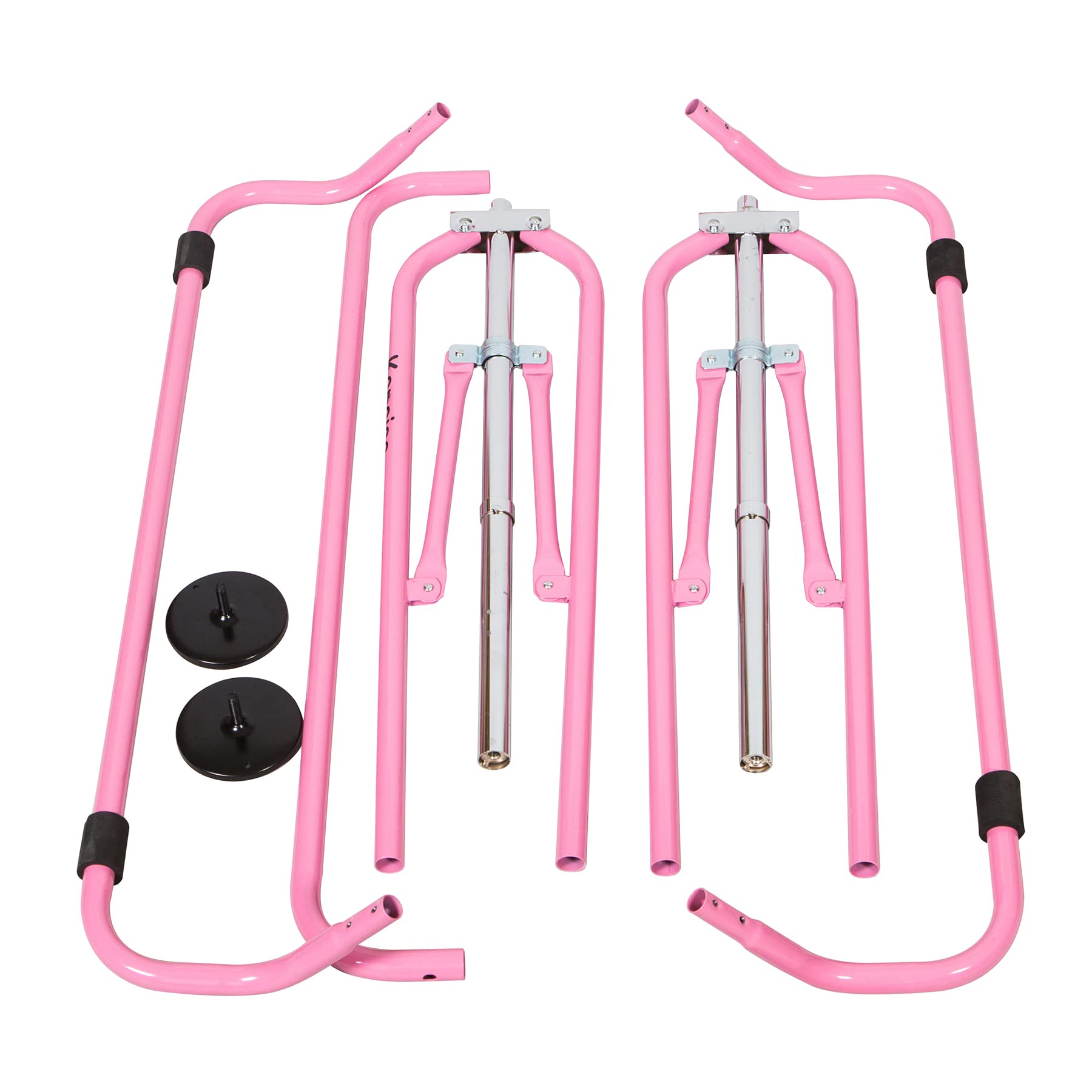 Kepcise Expandable Gymnastics Bar, Folding Horizontal Kip Bar with 3 to 4.2 FT Adjustable Height, Home Indoor Training Monkey Bar Equipment with Triangular Structure for Kids Gymnasts Beginner(Pink)