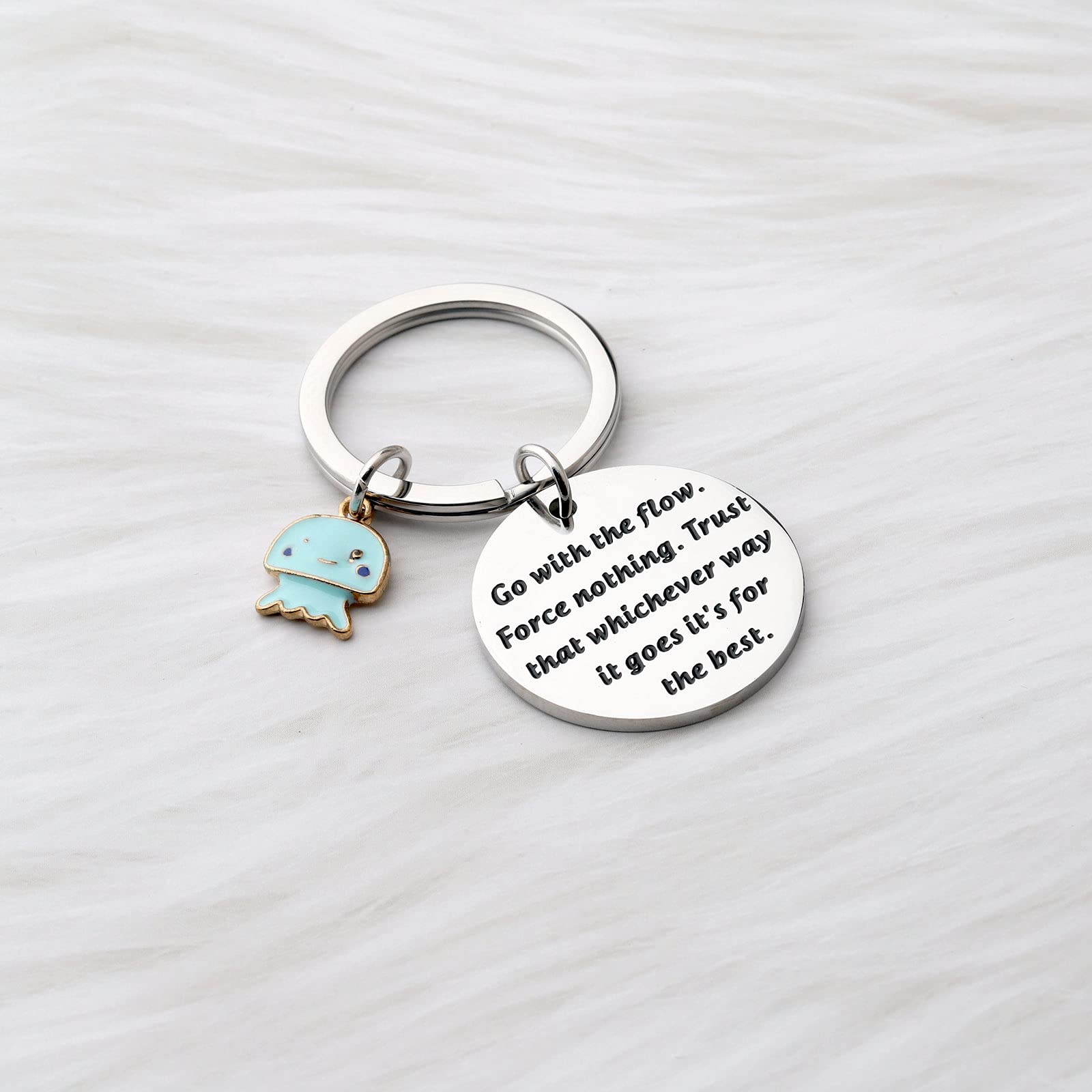 Jellyfish Keychain Gift Jellyfish Go with the Flow Best Friend Inspirational Gifts Ocean Gift (Go with the flow)