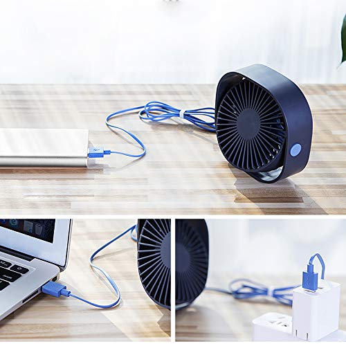 hopeme 4'' Desk Personal Fan with 3.8ft USB Cable, 3 Speeds and 360° Rotatable Vertically Blue Color Mini Small Fan, Quiet Operation and Strong Wind,Suitable for Office Home(Blue Color)