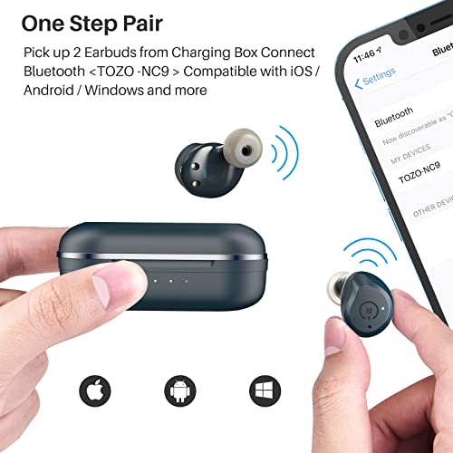 TOZO NC9 Hybrid Active Noise Cancelling Wireless Earbuds, in Ear Headphones IPX6 Waterproof Bluetooth 5.3 Stereo Earphones, Immersive Sound Premium Deep Bass Headset Royal Blue