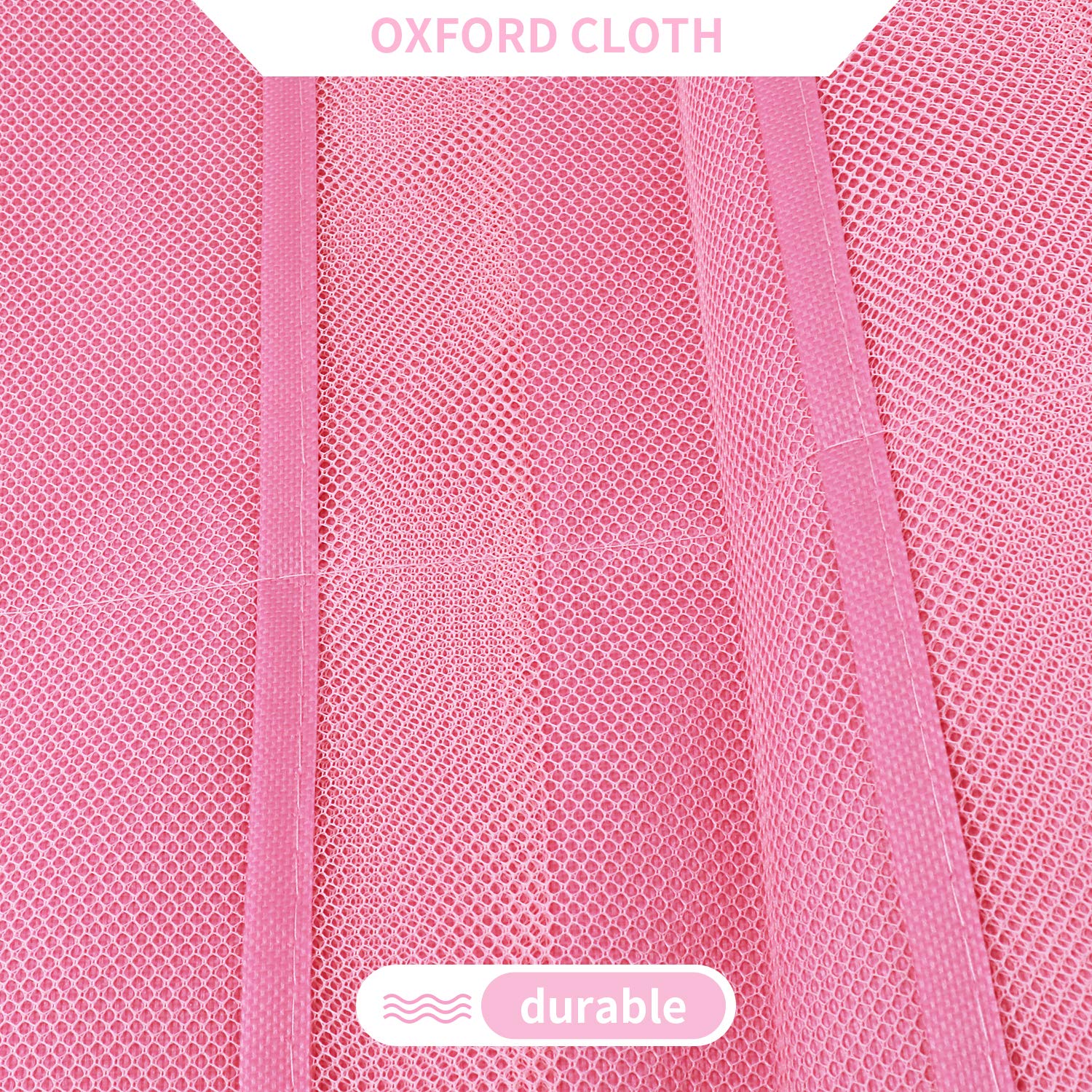 Hanging Closet Organizer, Dual-Sided 30 Pockets Wall Shelf Wardrobe Storage Bags for Underwear, Stocking, Bra and Sock, Mesh Pocket with Metal Hanger - Pink