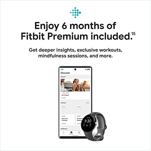 Google Pixel Watch - Android Smartwatch with Fitbit Activity Tracking - Heart Rate Tracking Watch - Matte Black Stainless Steel case with Obsidian Active band - WiFi