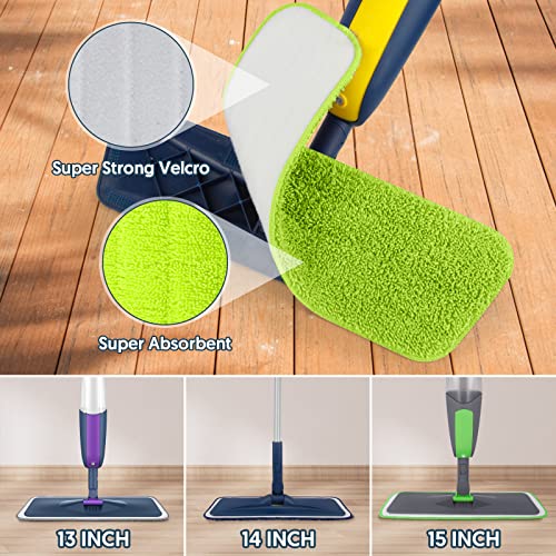 Spray Mop Pads Heads Replacement Compatible with Swiffer PowerMop - MEXERRIS Microfiber Wet Mops Refill Mop Cleaning Pads Floor Mop Pads Fit for All Spray Mops & Velcro Design Mops,7 Pcs/Set Green