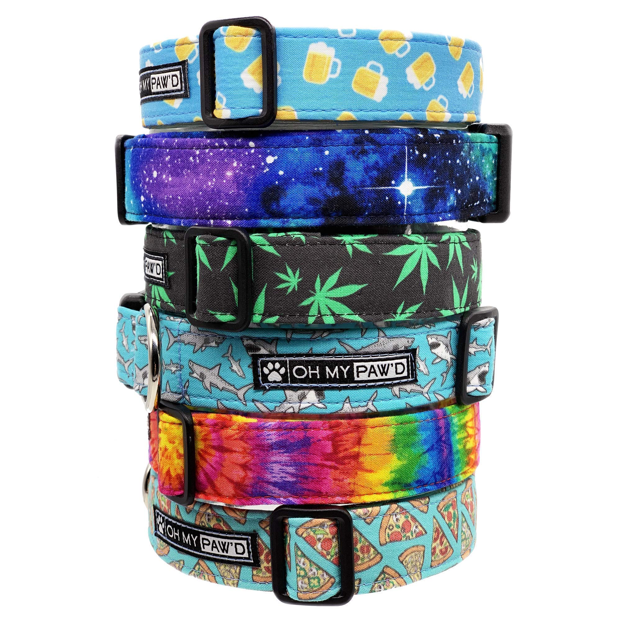 Galaxy Print Collar for Pets Size Small 3/4 Inch Wide and 12-17 Inches Long - Hand Made Dog Collar by Oh My Paw'd