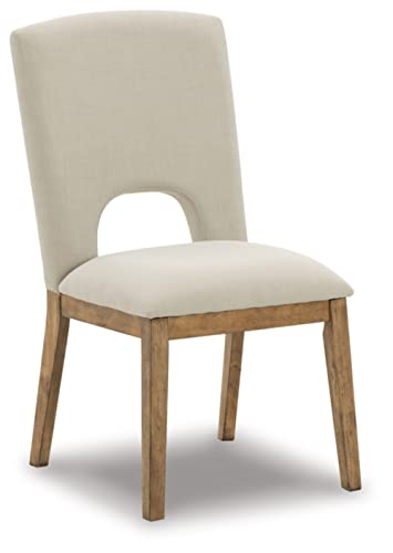 Signature Design by Ashley Dakmore Dining Upholstered Side Chair, 2 Count, Light Brown & Beige