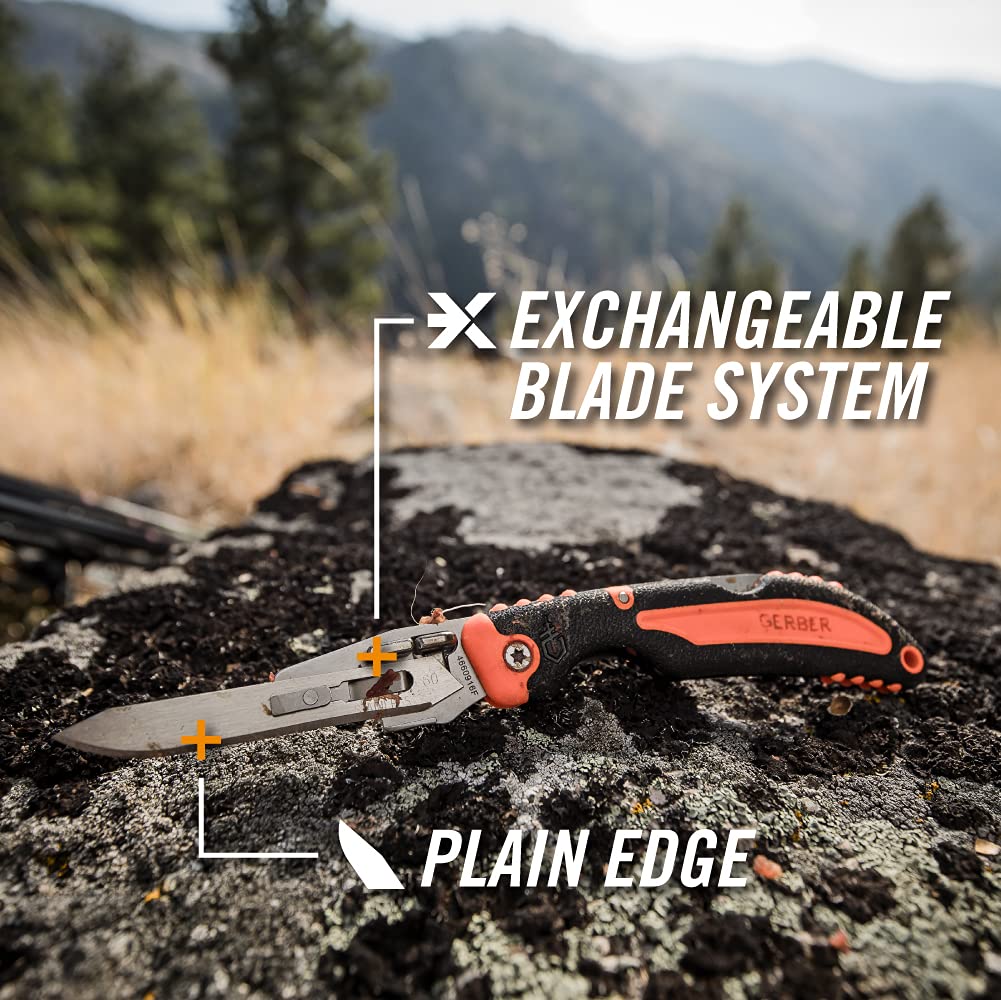 Gerber Gear Vital Pocket Folder with Replacement Blades - 2.8" Exchange-A-Blade - Camping and Survival Knife - Orange