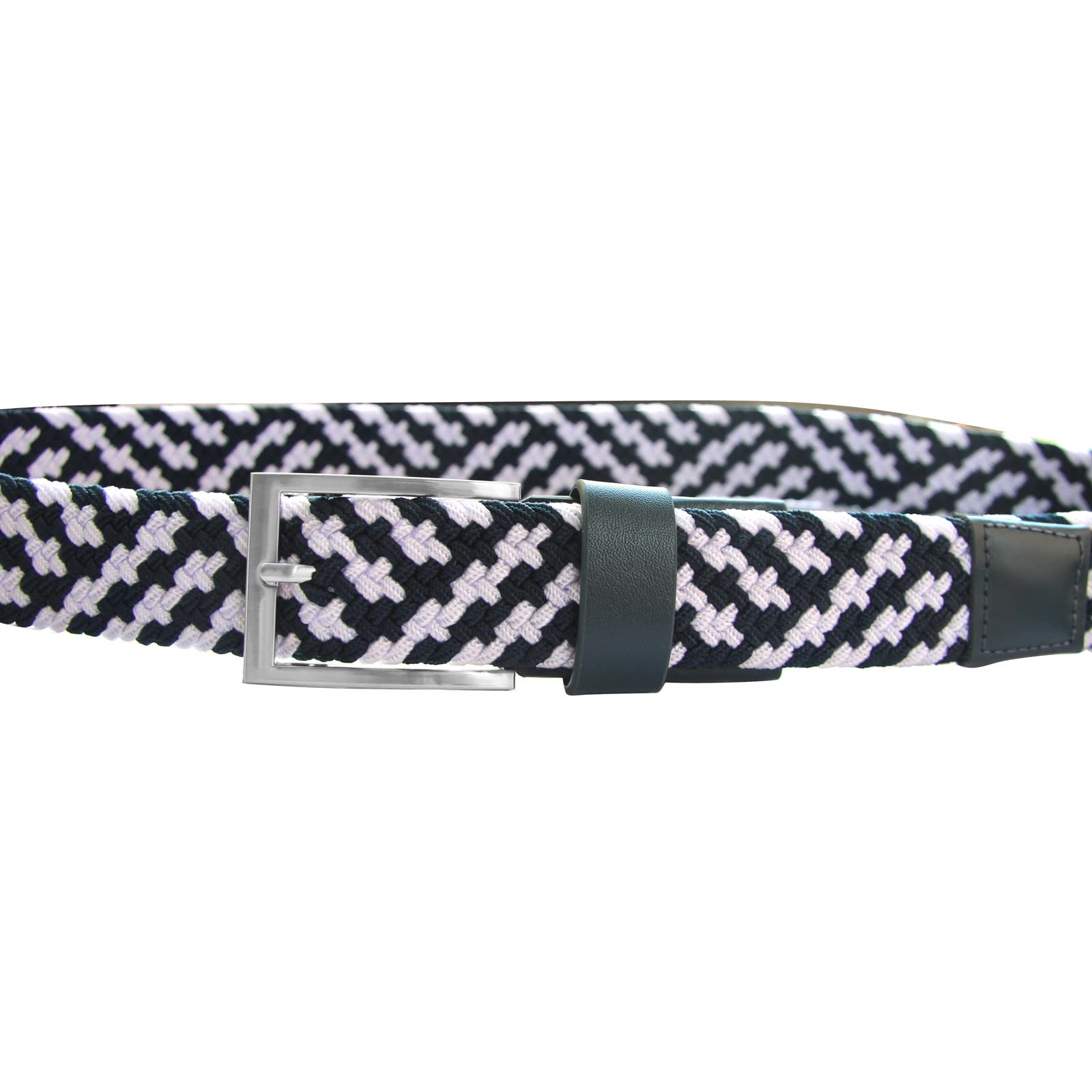 Ground Mind Men's Elastic Braided Belts Casual Woven Stretch Belt 1 3/8" Width