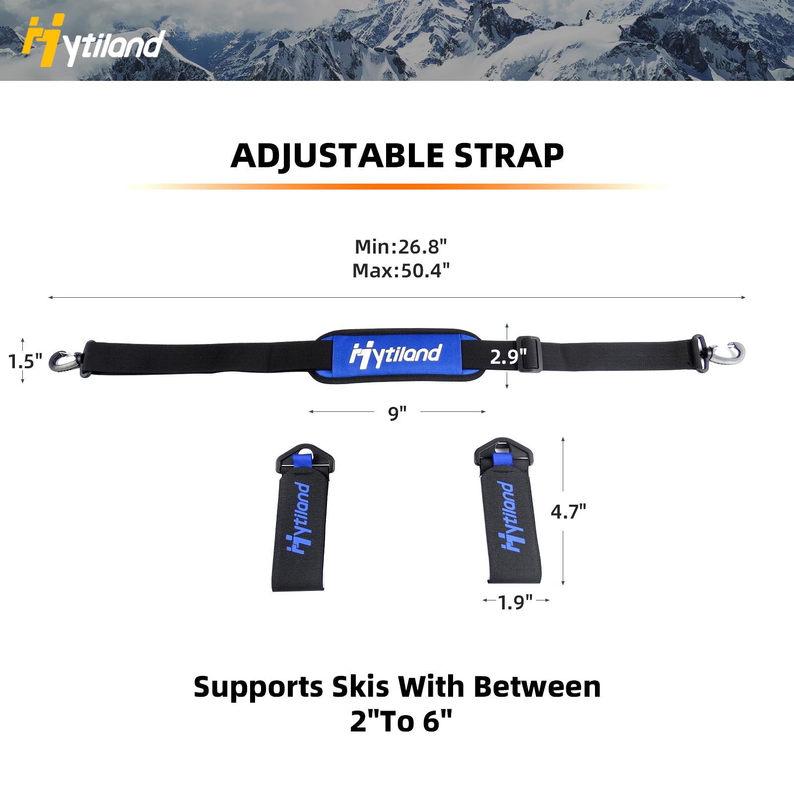 Hytiland Ski Carrier Strap,Pole,Ski and Snowboard Boots Carry Sling Strap,Adjustable Ski Shoulder Strap,Downhill Skiing Gear Ski Accessories for Men and Women Black