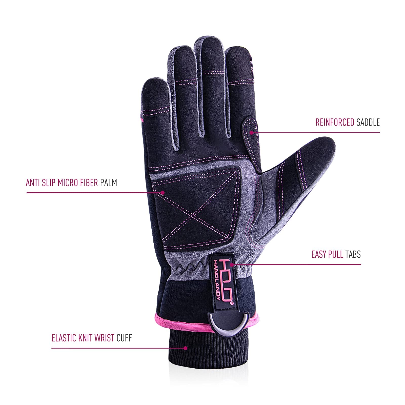 HLDD HANDLANDY Waterproof & Windproof Winter Gloves for Women, Touchscreen Thermal Gloves for Cold Weather, Ski Snowboard Work Gloves with 3M Warm Lining (S, Pink)