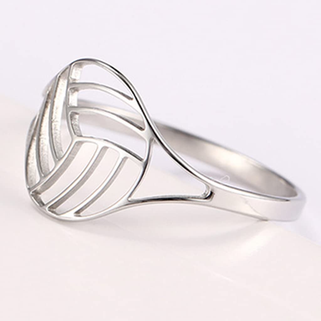Jude Jewelers Stainless Steel Braided Volleyball Style Wedding Statement Valentines Proposal Anniversary Ring (Silver, 7)