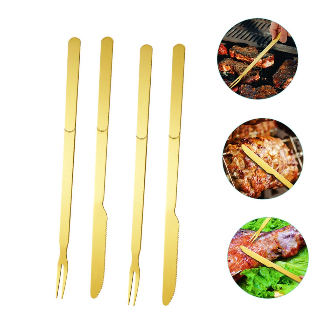 GANAZONO 1 Set Barbecue and Fork Stainless Steel BBQ Tools Knives Carving for Meat Stainless Steel Steak Knives Steak Knives Roast ham Fork Fork Spoon Portable