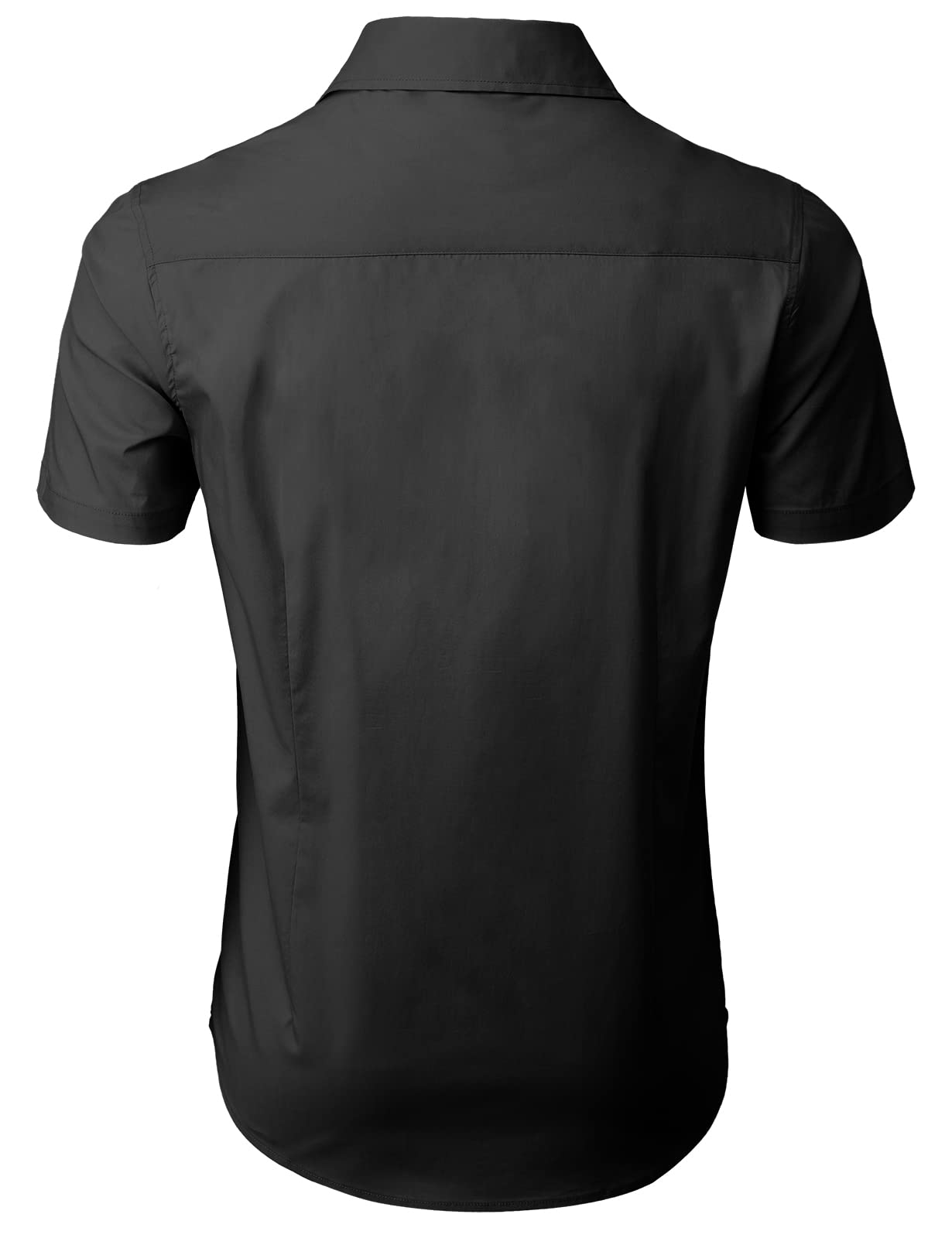 H2H Mens Slim Fit Short Sleeve Dress Shirtsby BLACK US XL/Asia 2XL (KMTSTS0132)