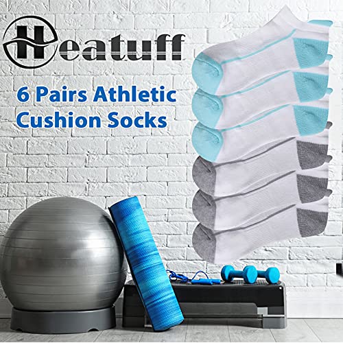Heatuff Womens Low Cut Ankle Athletic Socks Cushioned Running Performance Breathable Tab Sock 6 Pack