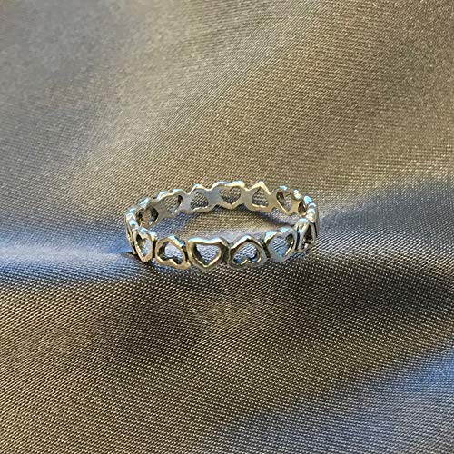Gem Avenue 925 Sterling Silver Tiny Open Hearts 4mm Eternity Band Ring for Women Size 10