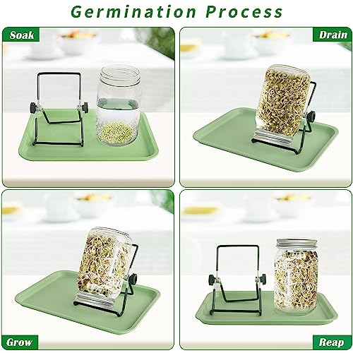 Sprouting Kit, Sprouts Growing Kit with 4 Screen Sprout Lids, 2 Stands, Tray, Blackout Sleeve, Stickers and Brush for Bean, Broccoli, Alfalfa Sprouts (No Manson Jar)