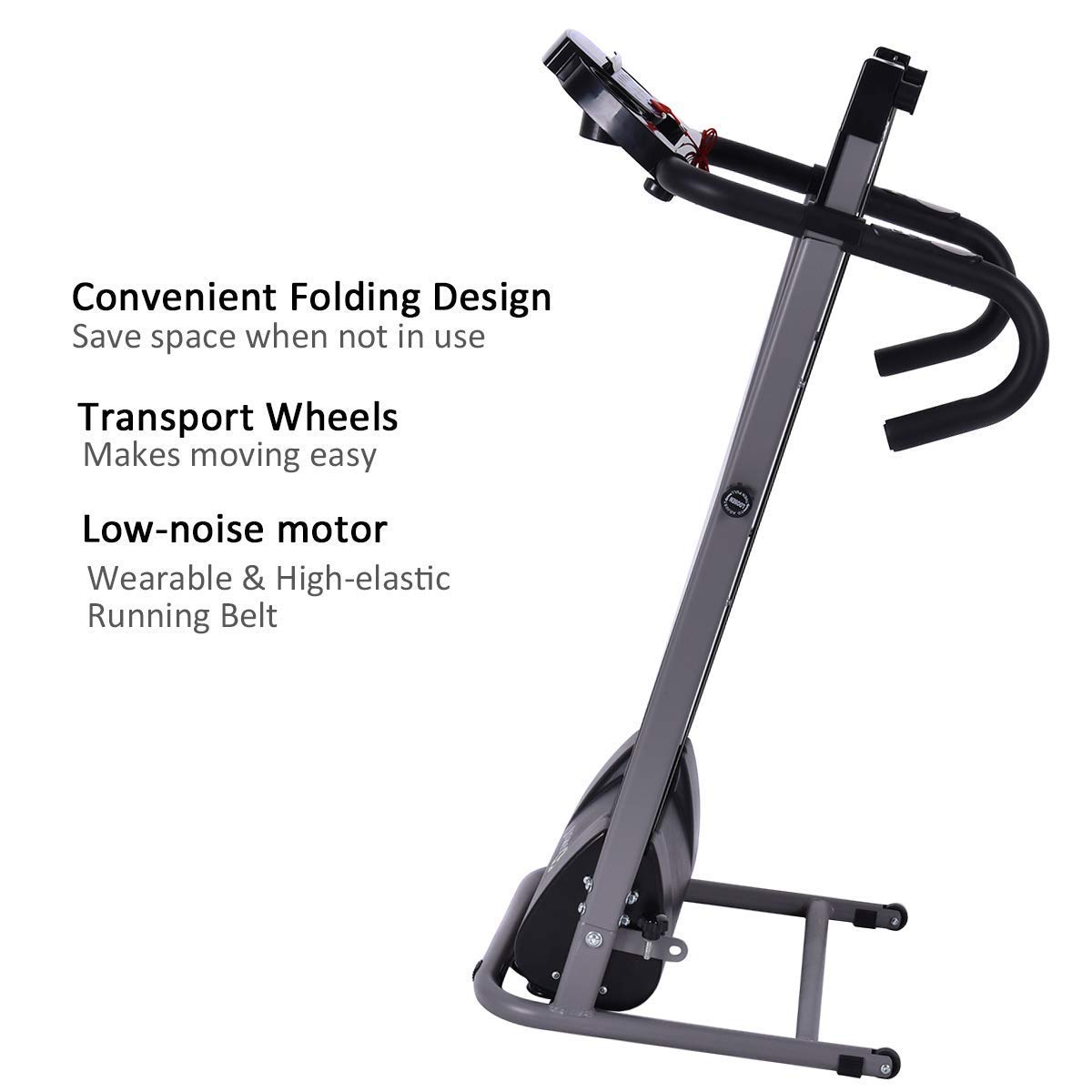 Goplus 1100W Folding Treadmill Electric Motorized Power Fitness Running Machine with LED Display and IPAD Support Perfect for Home Use(Black)