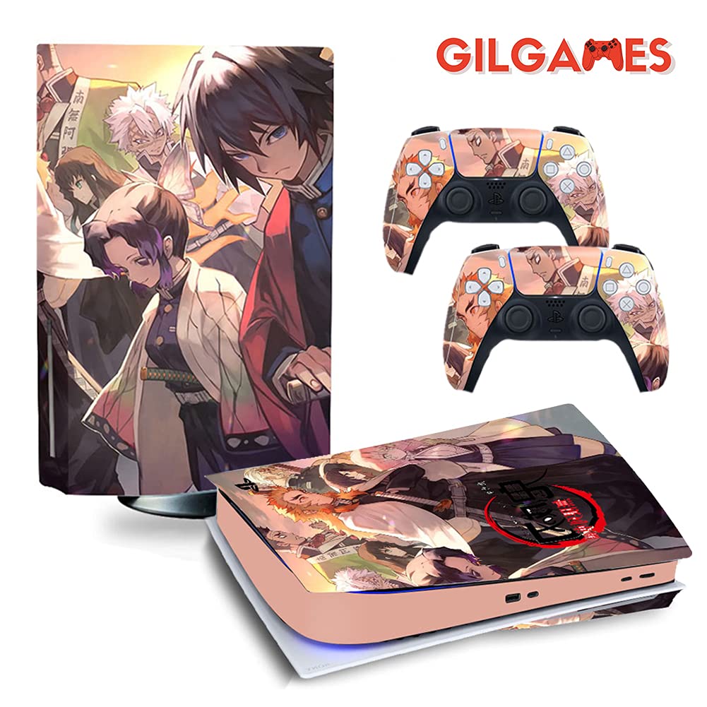 GilGames Decals Skin for Playstation 5, Vinyl Protector Wrap Full Set Faceplate Protective Cover Stickers Kit Console and Controller (Disk Edition)