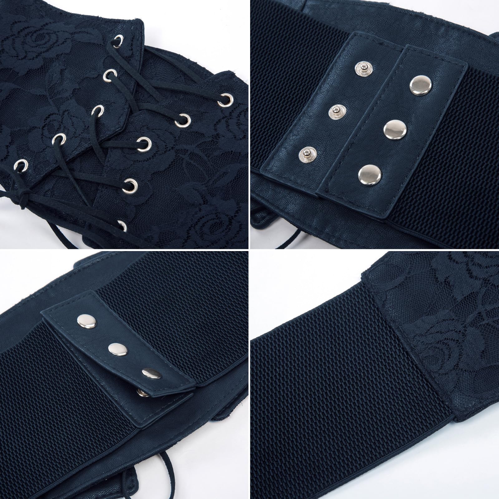 GRACE KARIN Women's Elastic Wide Waist Belt Tied Corset Cinch Belt Black Underbust Corset Black M
