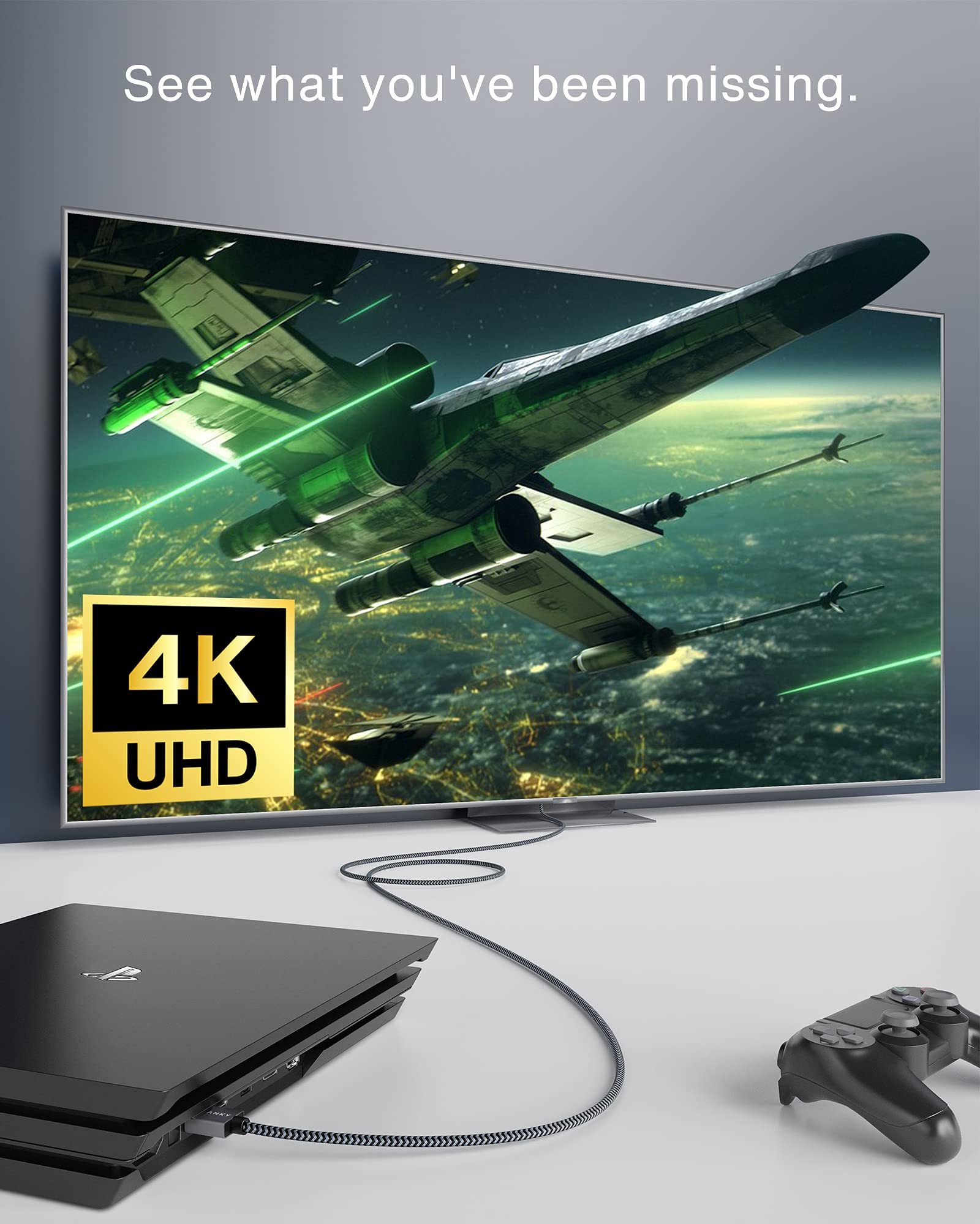 IVANKY 4K HDMI Cable 3.3 ft, and Uni-Directional 4k@30HzDisplayPort to HDMI Cable