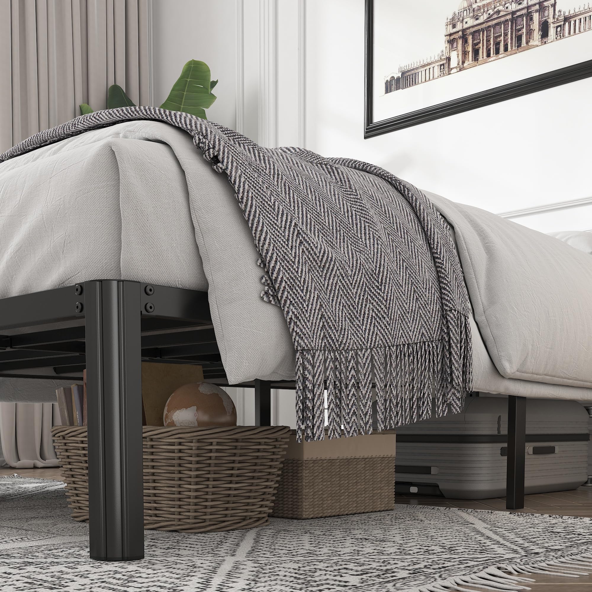 Vehowy King Size Bed Frame,18 Inch Heavy Duty Platform Bed Frame with Round Corner Edge Legs/No Box Spring Needed/Noise Free/Steel Slat Support/Easy Assembly