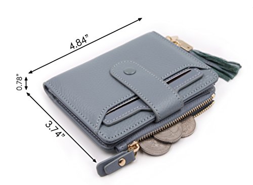 ZOOEASS Women's RFID Mini Soft Leather Bifold Wallet With ID Window Card Sleeve Coin Purse(blue)