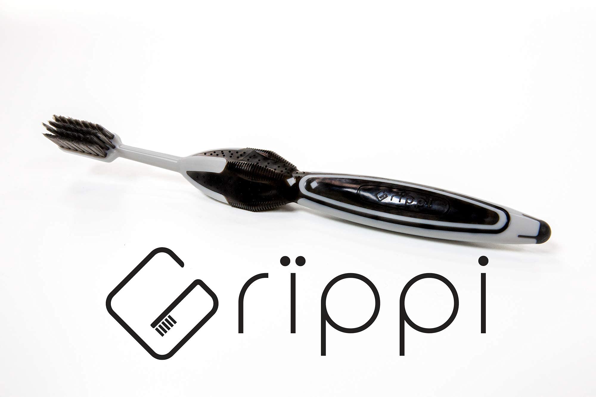 Grïppi Charcoal Manual Toothbrush | Advanced Plaque Control. 45° Ergonomic- Smart Grip, W-Cut Extra-Soft Bristles. (MD Brush Technology for The ADA Approved Brushing Method), 2-Pack