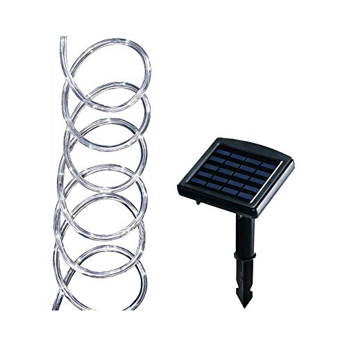 Hampton Bay Solar Powered 16 ft. Clear Outdoor Integrated LED 5000K Warm White Landscape Rope Light with Remote Panel