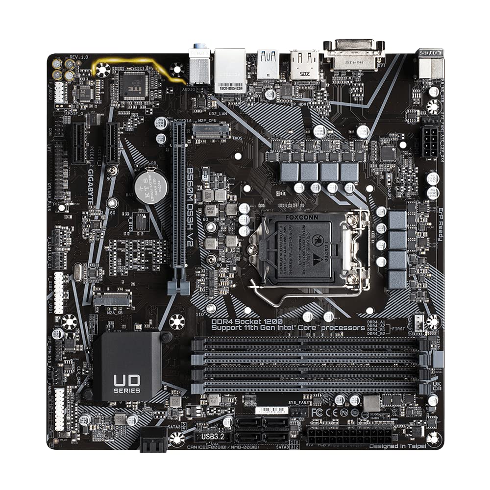 GIGABYTE B560M DS3H V2 (LGA 1200/ Intel/ B560/ Micro-ATX/Dual M.2/ PCIe 4.0/ USB 3.2 Gen1/ GbE LAN/Motherboard)