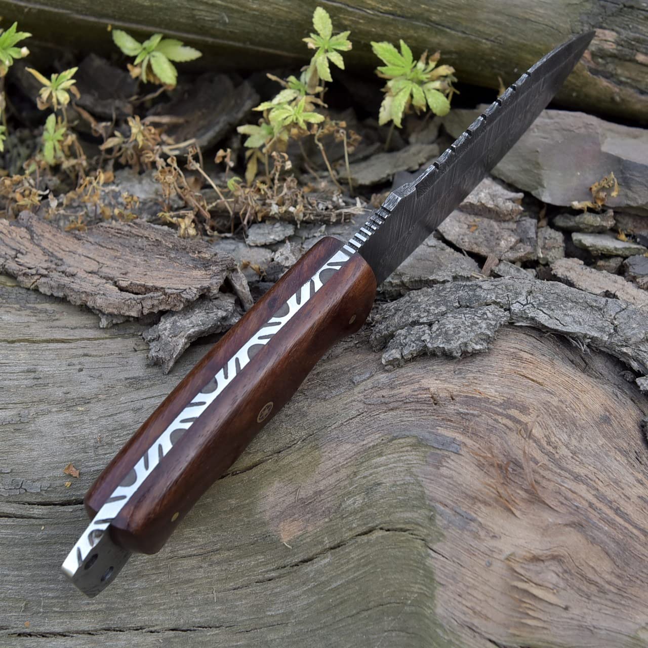 Grace Knives Handmade Damascus Steel Knife Fixed Blade Hunting Knife 9 Inches with Leather Sheath G-2019