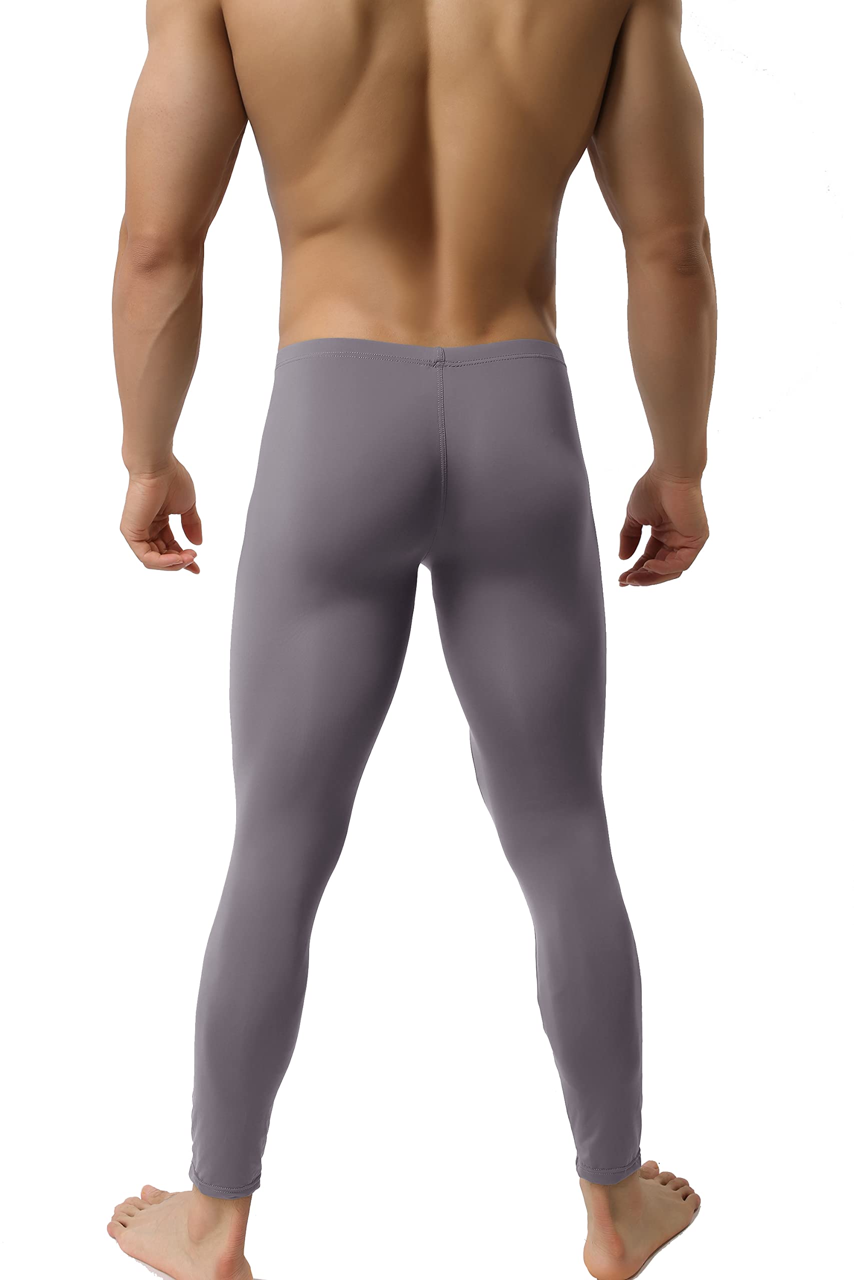 IYUNYI Mens Thin Ice Silk Compression Baselayer Thermal Long Johns Underwear Gray