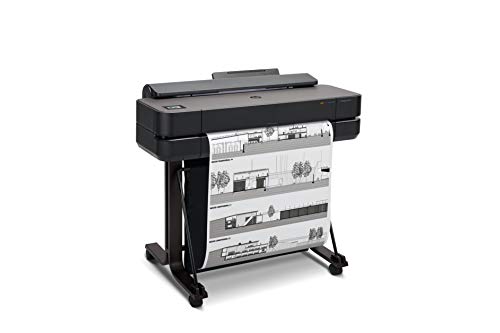 HP DesignJet T650 Large Format 24-inch Plotter Printer, with Roll Cover, Auto Sheet Feeder, Media Bin & Stand (5HB08A)