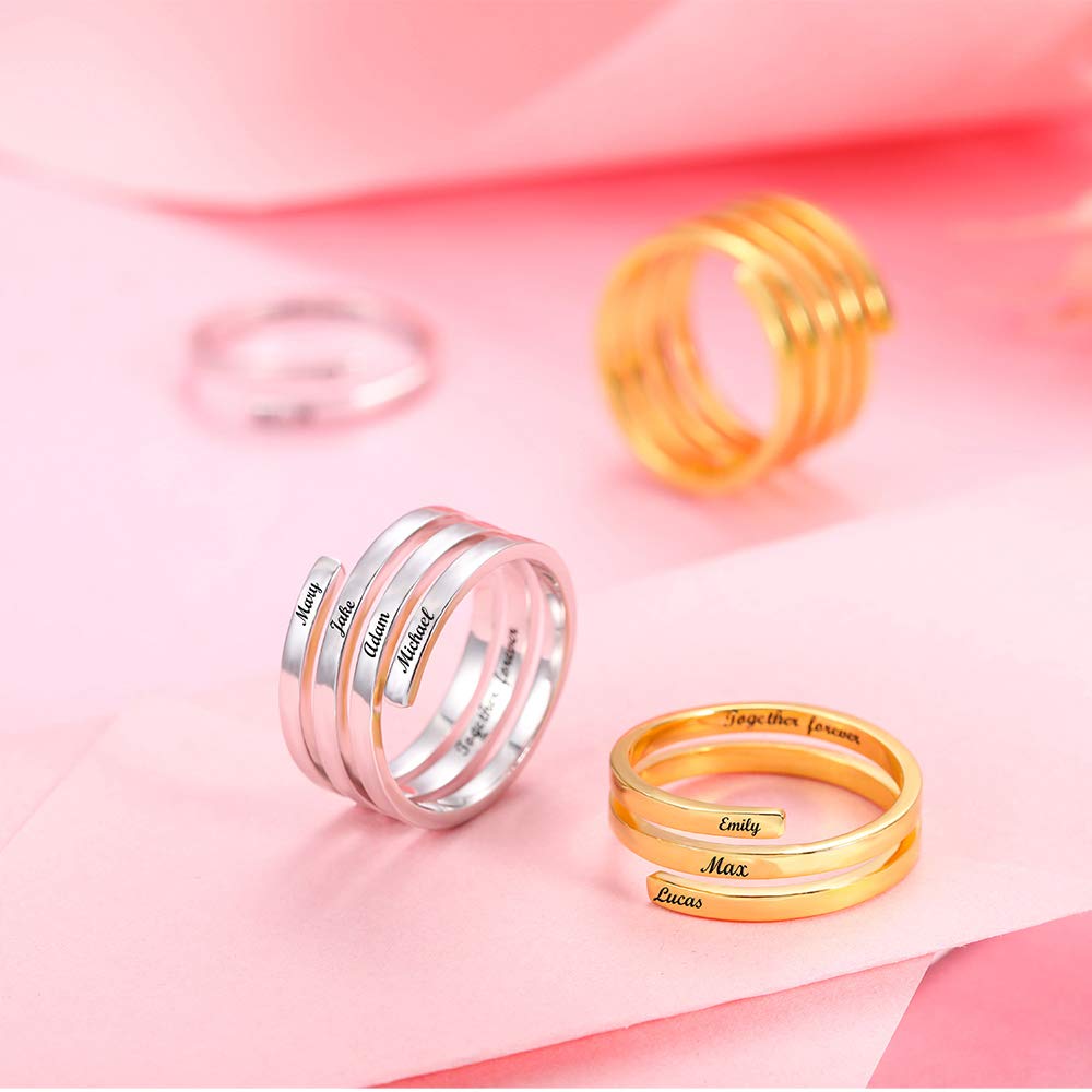 Getname Necklace Custom Name Ring Sterling Silver 2-5 Engraved Name Ring Personalized Ring Dainty Custom Rings Gift for Women Mom Grandma