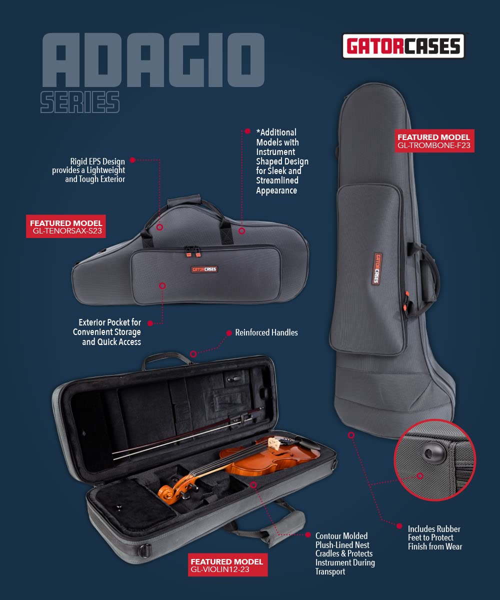 Gator Cases Adagio Series EPS Polyfoam Lightweight Case for 15β and 15.5β Viola; (GL-VIOLA15-23)