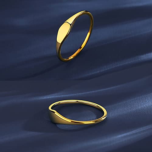 JERYAQTQ 3pcs 14K Gold Filled Stacking Rings Set 2mm Arc Slim Signet Ring 1.2mm Thin Round Plain Statement Rings for Women Girls Minimalist Stackable Band Comfort Fit Size 6 to 8