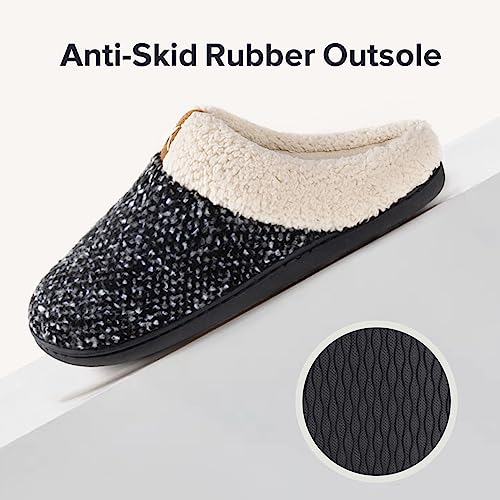 ULTRAIDEAS Women's Indoor Bedroom Slipper with Memory Foam, Gift for Women, Wool-Like House Shoe with Anti-Skid Rubber Sole for Ladies (7-8, Sleet)