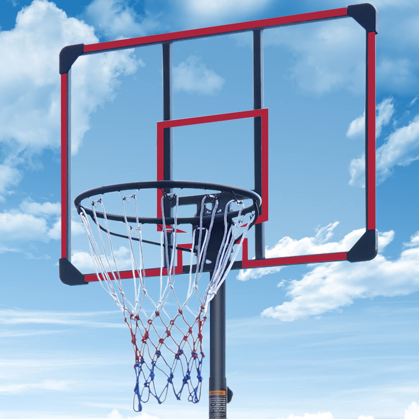 Icoud Portable Basketball Hoop 6.5-10ft Height-Ajustable Basketball Goals ,Free Standing System with Wheels Outdoor, Gray