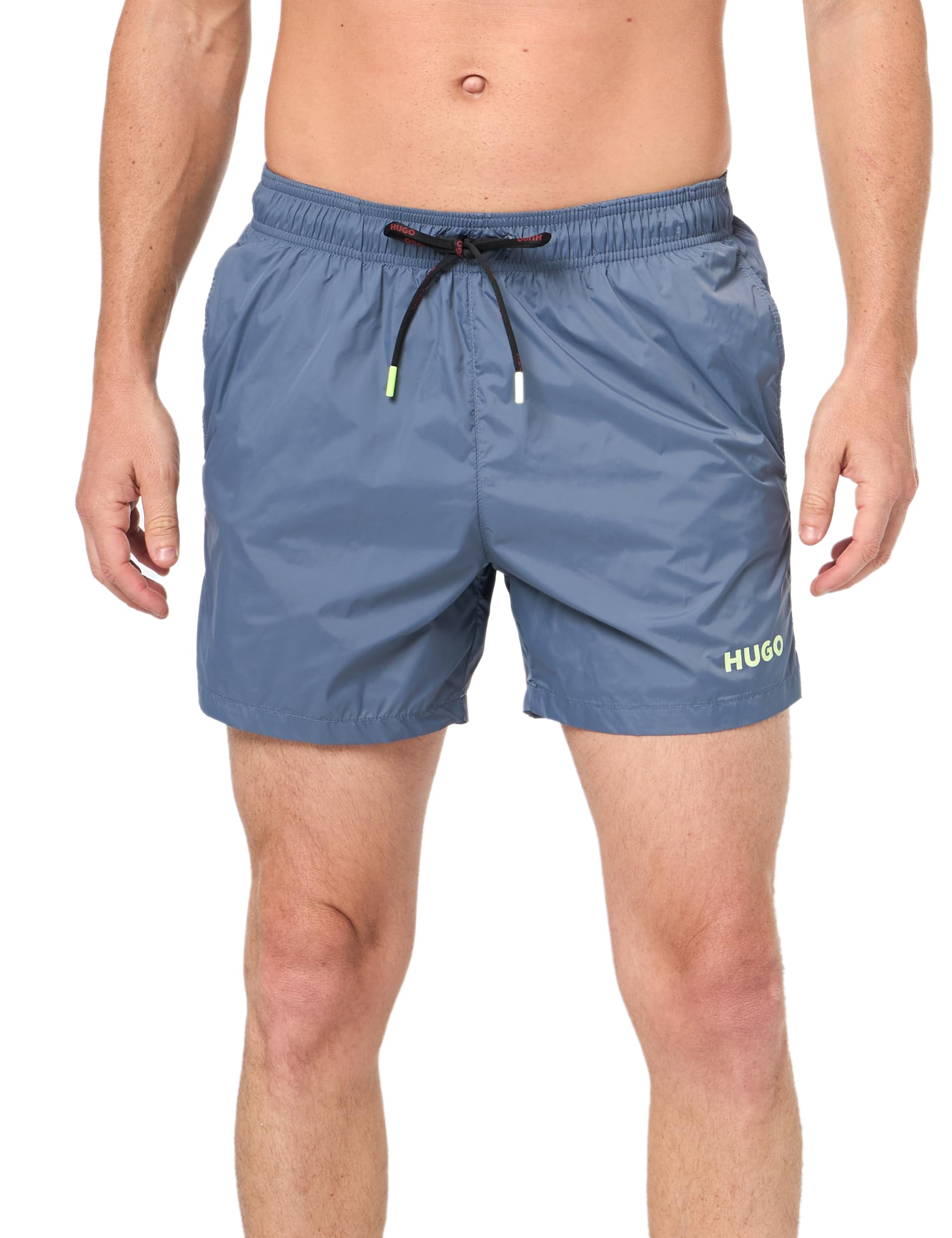 HUGO Men's Standard Reversed Logo Swim Trunks, Dusty Blue, XXL