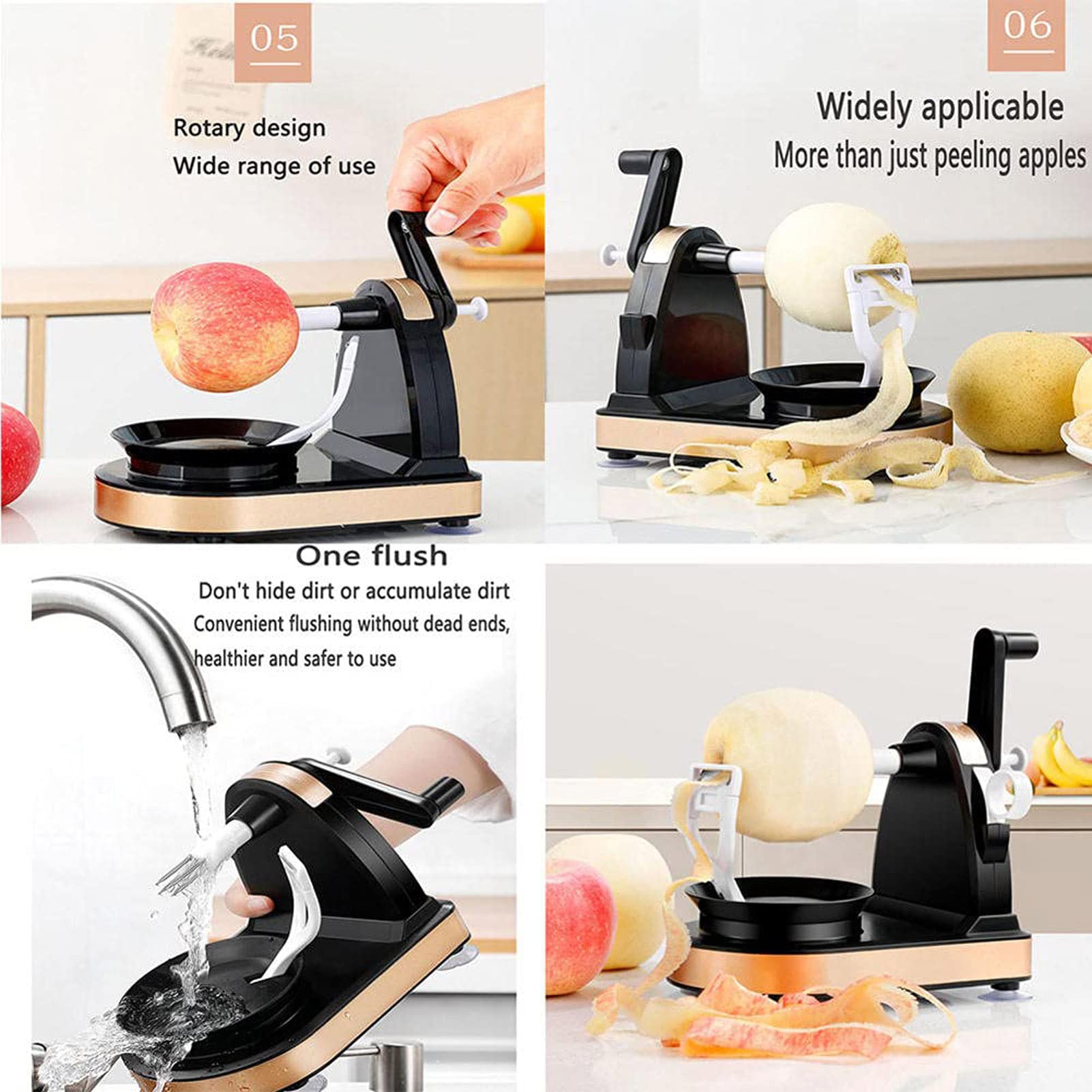 Hand-Cranked Apple Peeler, Pear Peeler 360 Degree Rotating Disc Quick Apple Peeled Machine You can peel potatoes, kiwi other fruits and vegetables. (Black)