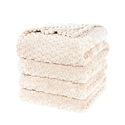 FY FIBER HOUSE Oversized King Blanket 120" x120" Extra Large Bed Blanket 10' x 10' Super Soft Plush Fuzzy Blankets for Couch Office Sofa, Beige