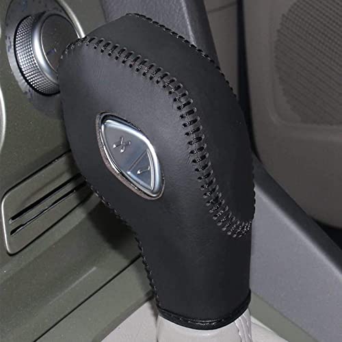 HYKJ Leather Gear Shift Knob Cover fit for Ford EcoSport Escape Fusion C-Max Energi Wagon Fiesta Focus (Black)