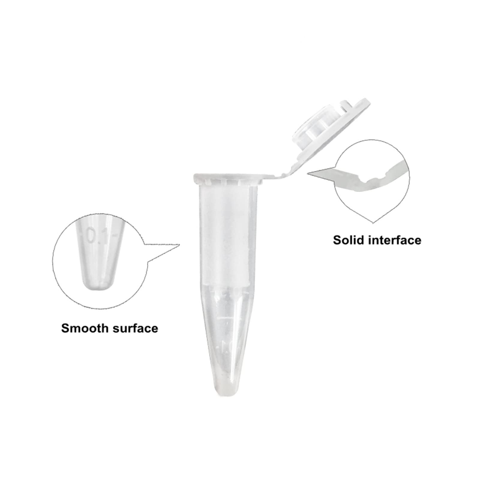 XHBTS 50 Pcs Centrifuge Tubes Bottom Tip Clear Plastic Test Tube Vials 0.2mL 0.5ML 1.5ML (1.5ml)