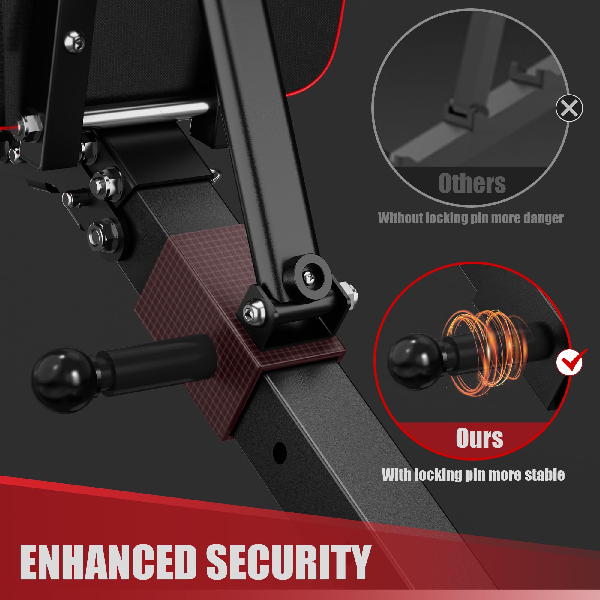 GIKPAL Adjustable Weight Bench - Workout Bench Foldable for Full Body Strength Training, Incline Decline Flat Bench Press for Home Gym W/Extended Headrest and Leg Extension (Black- 2023 version)