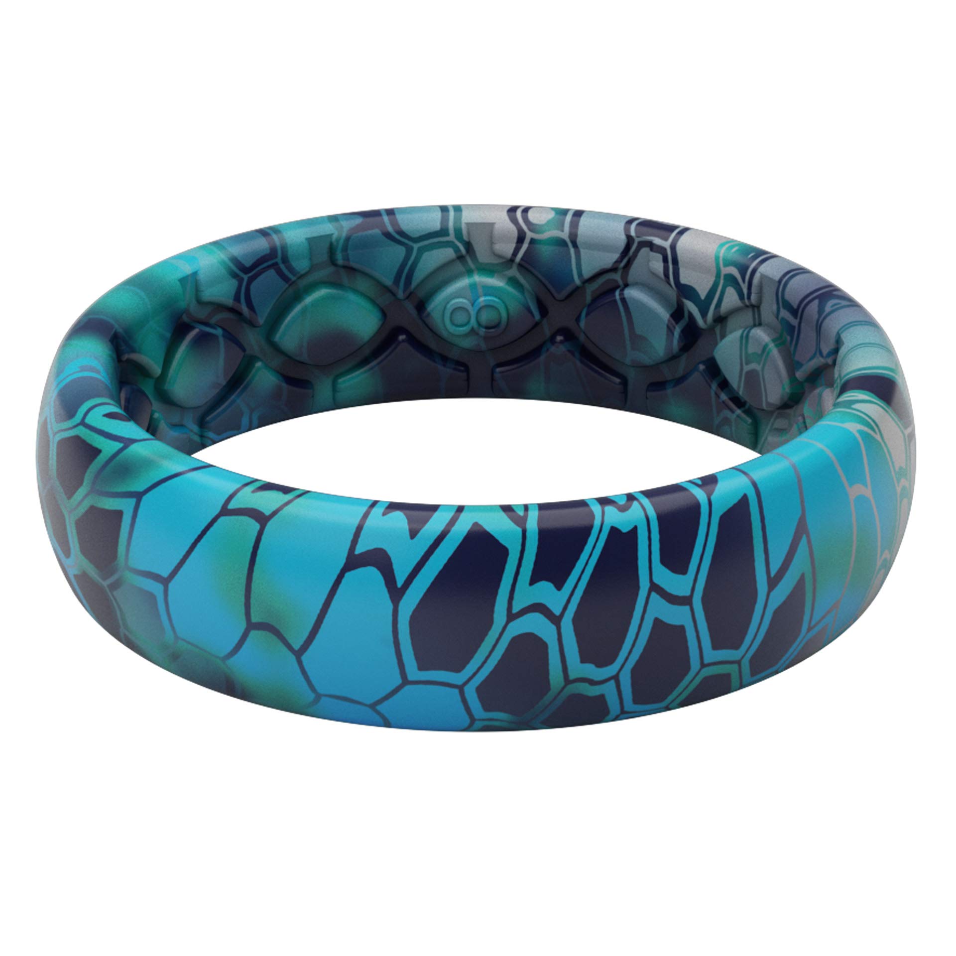 Groove Life Kryptek Thin Pontus Silicone Ring - Breathable Rubber Wedding Rings for Women, Lifetime Coverage, Unique Design, Comfort Fit Ring - Size 7