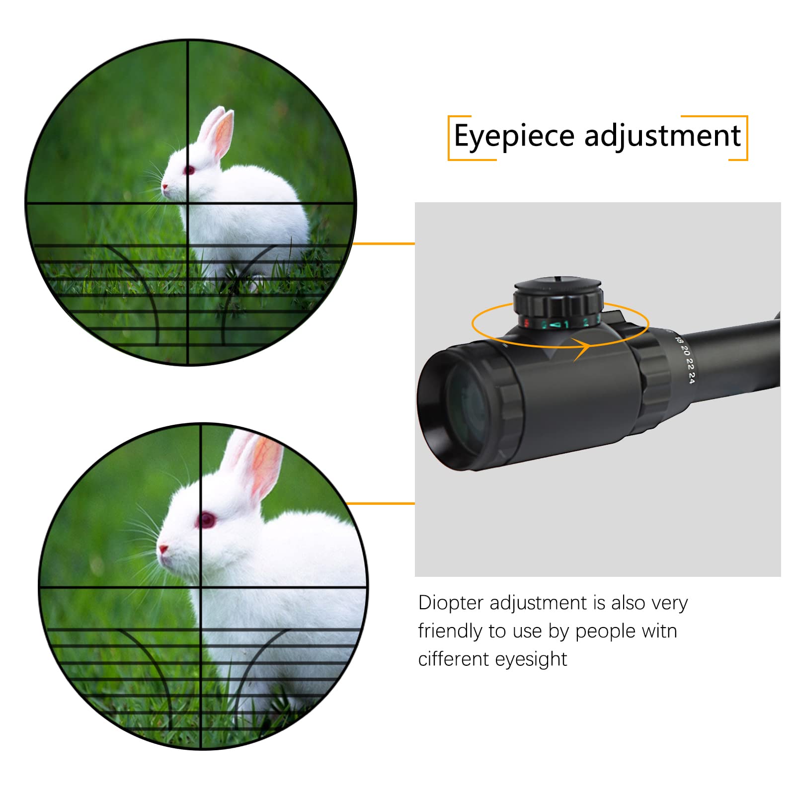 Jacgood 6-24x50 Rifle Scope for Hunting, Red & Green Illuminated Scope with Flip Up Scope Covers