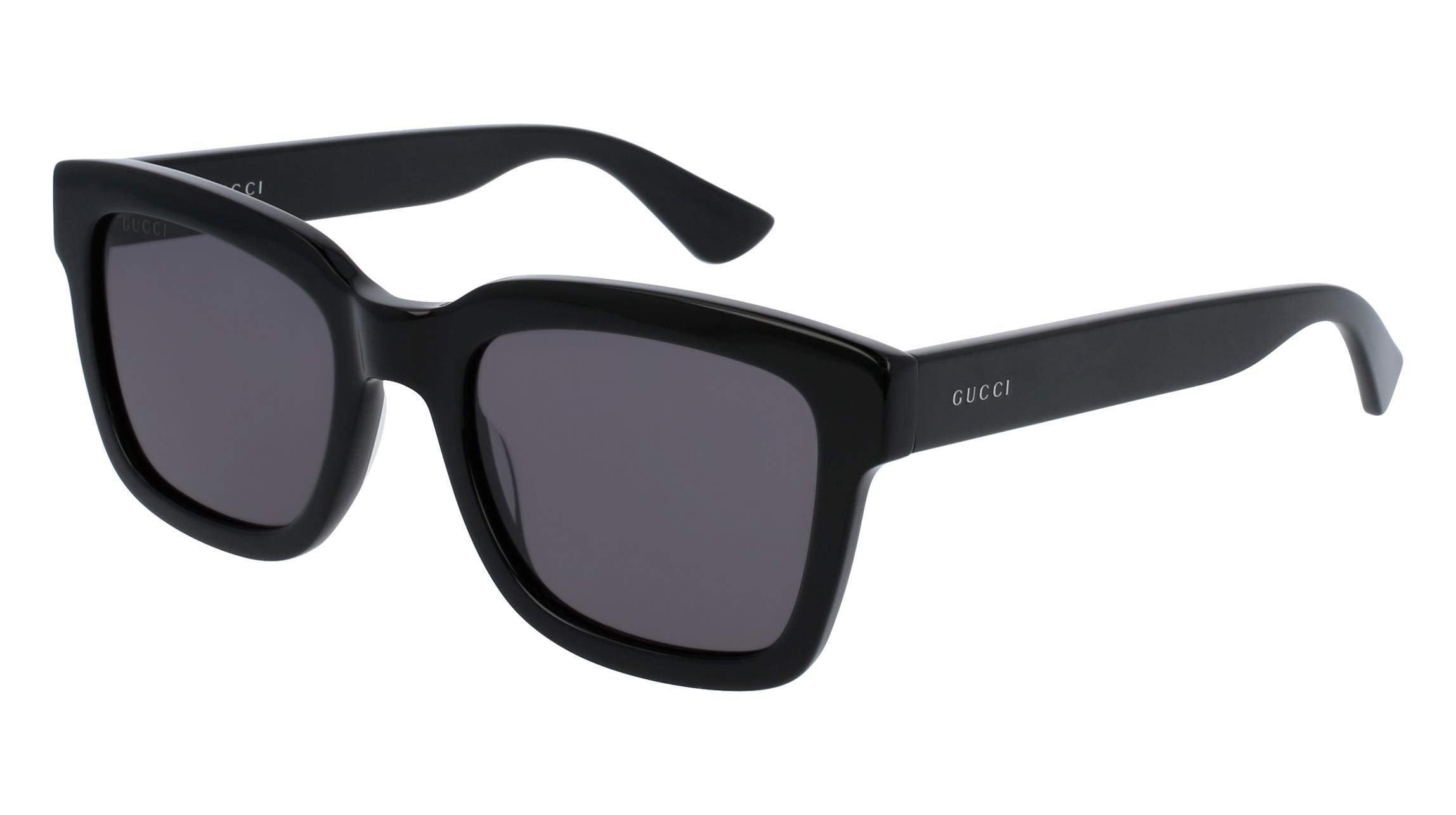 Gucci GG0001S-001-52 Rectangular Sunglasses, Black (Black/Smoke), 52